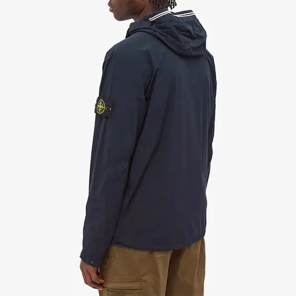 Stone Island Nylon Garment Dyed Hooded Jacket - Navy