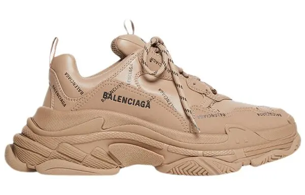 Balenciaga All Over Logo Triple S Sneakers - Beige