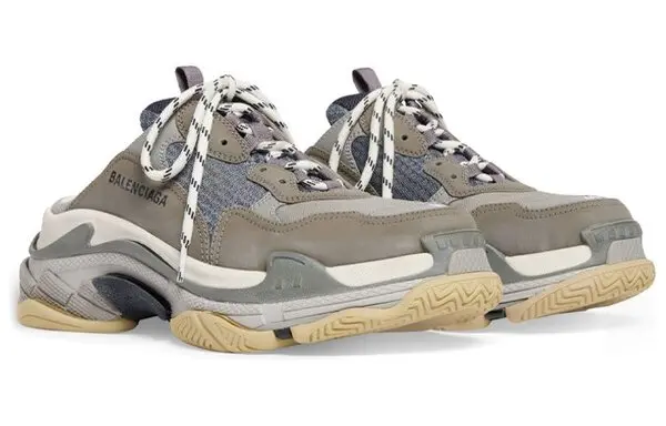 Balenciaga Triple S Mules 'grey Blue Double Foam And Mesh - Grey/white/blue