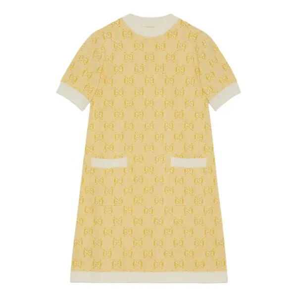 Gucci Gg Wool Jacquard Dress - Yellow