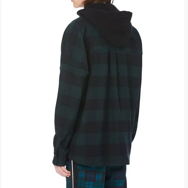 Palm Angels Logo Print Hooded Overshirt Green