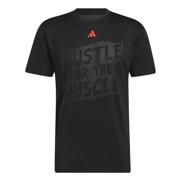 Adidas Hustle For The Muscle Aeroready Short Sleeve Graphic Training T-shirts - Black