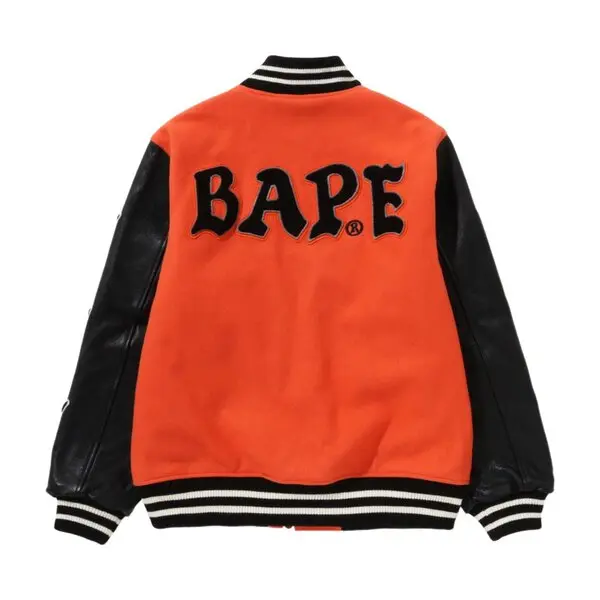A BATHING APE Relaxed Fit Varsity Jacket - Orange