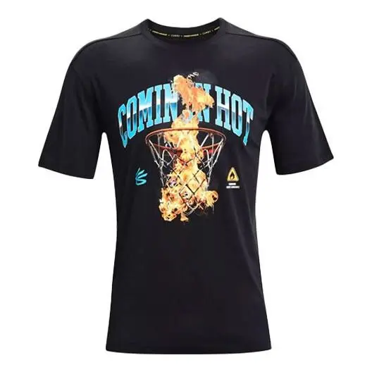 Under Armour Curry Cotton Printing Round Neck Short Sleeve - Black