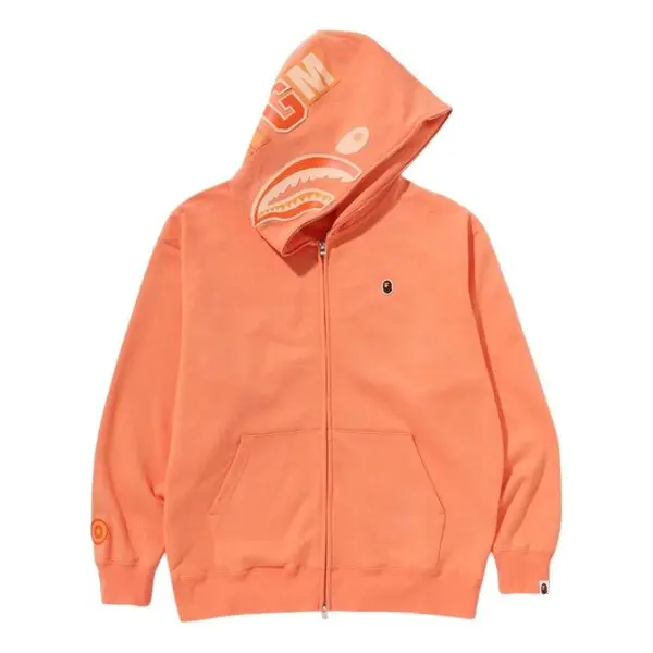 A BATHING APE One Point Ape Head Shark Relaxed Fit Full Zip Hoodie - Orange