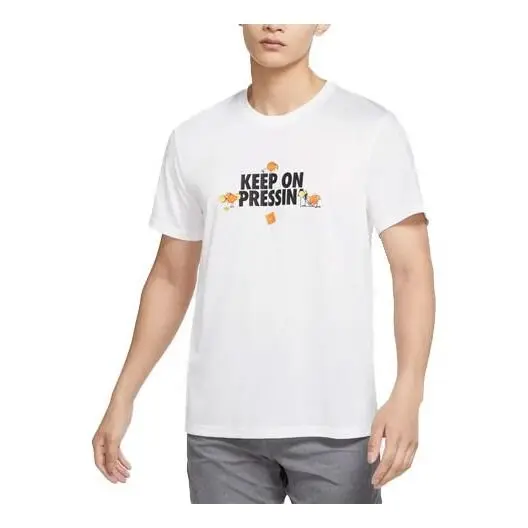 Nike Dri-fit Alphabet Printing Round Neck Pullover Short Sleeve White - Default Color