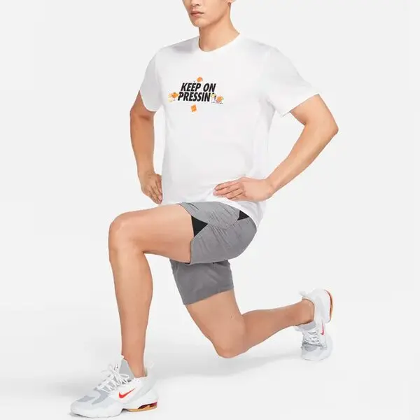 Nike Dri-fit Alphabet Printing Round Neck Pullover Short Sleeve White