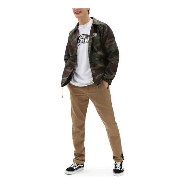 VANS Logo Printing Lapel Windbreaker Jacket - Tan