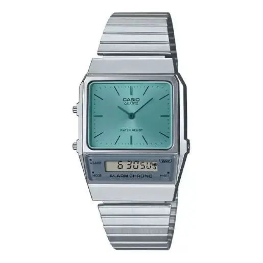 Casio Vintage Water Resistant Stainless Steel Dual Time Watch - Silver