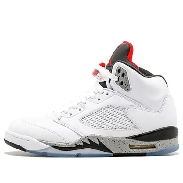 JORDAN Air 5 Retro "white Cement - White/fire Red/tech Grey