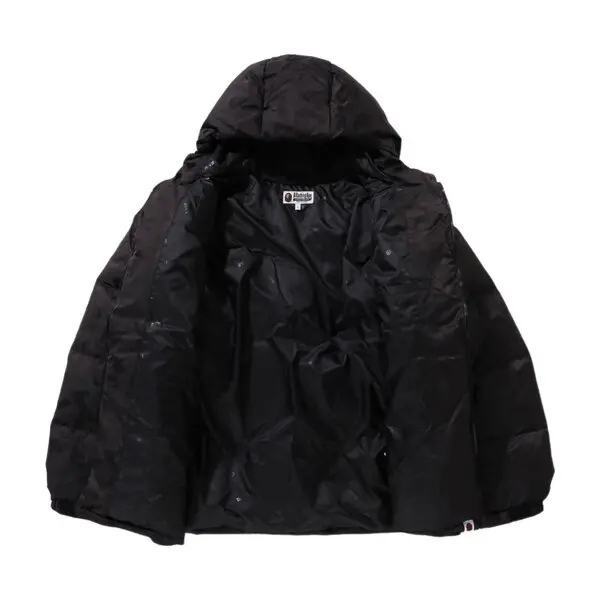 A BATHING APE Solid Camo Jacquard Hooded Puffer Jacket - Black