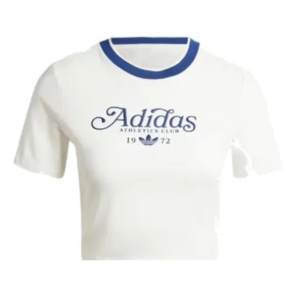 Adidas Graphic Badge Slim 3-stripes T-shirt Asia Sizing 'white Blue - White/blue