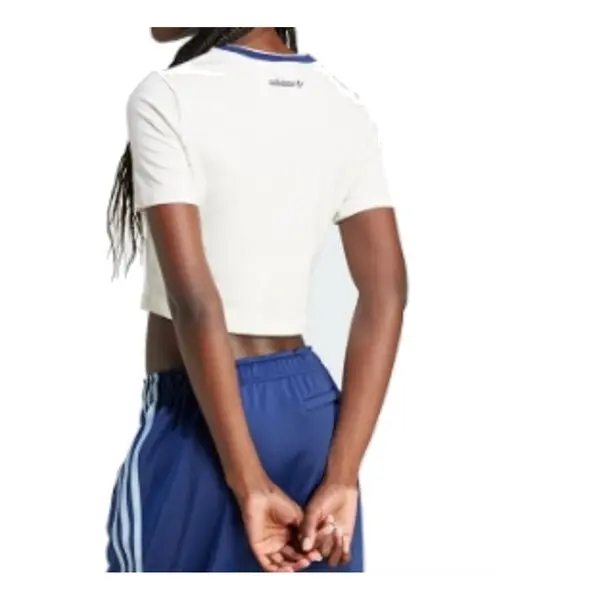 Adidas Graphic Badge Slim 3-stripes T-shirt Asia Sizing 'white Blue