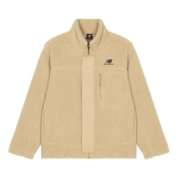 NEW BALANCE Fleece Zip-up Jacket - Beige/black