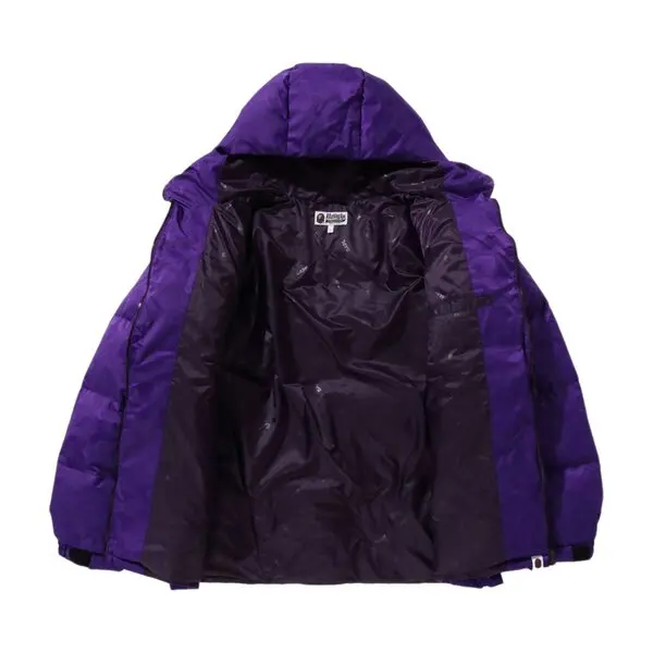 A BATHING APE Solid Camo Jacquard Zip Up Hooded Jacket - Purple