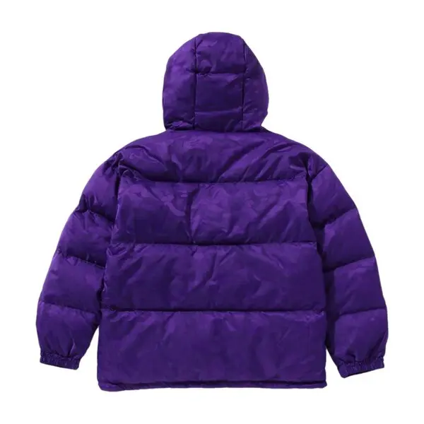 A BATHING APE Solid Camo Jacquard Zip Up Hooded Jacket - Purple