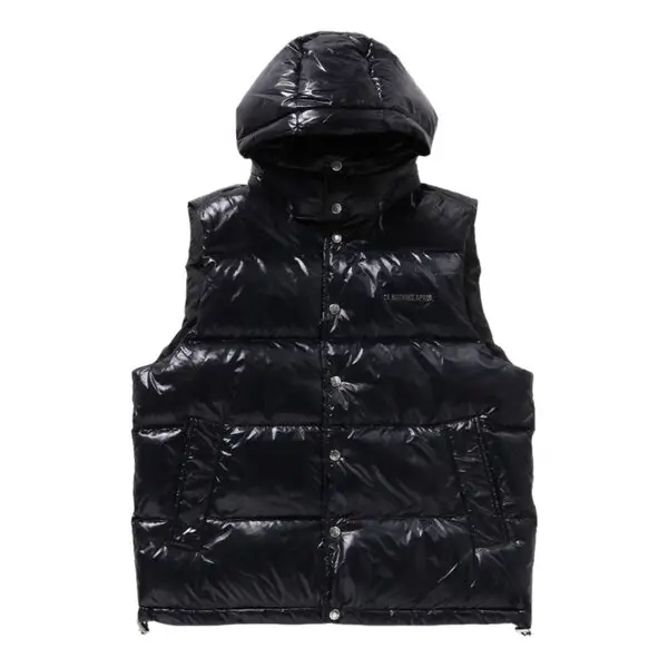 A BATHING APE Line Camo Debossed Nylon Down Vest - Black