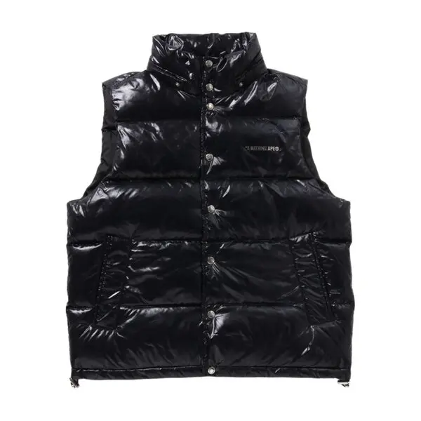 A BATHING APE Line Camo Debossed Nylon Down Vest - Black