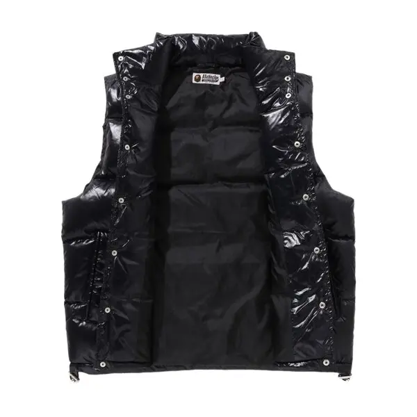 A BATHING APE Line Camo Debossed Nylon Down Vest - Black