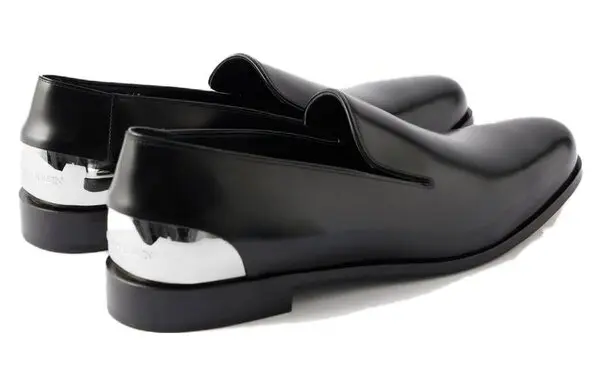 Alexander McQueen Leather Loafers With Metal Heel Detail