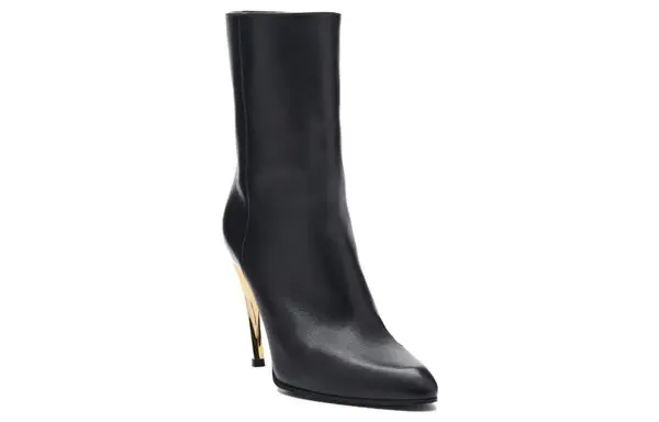 Alexander McQueen Leather Ankle Boots With Sculptural Heel - Black/silver