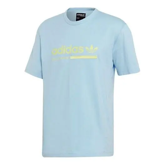 Adidas Originals Logo Sports Round Neck Short Sleeve - Blue