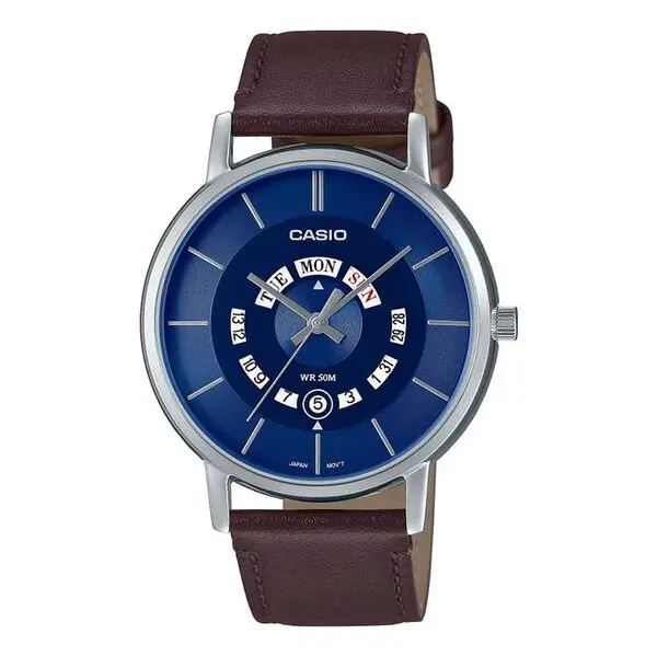 Casio Leather Strap Watch - Blue