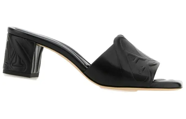 Alexander McQueen Embossed Leather Heeled Sandals - Black