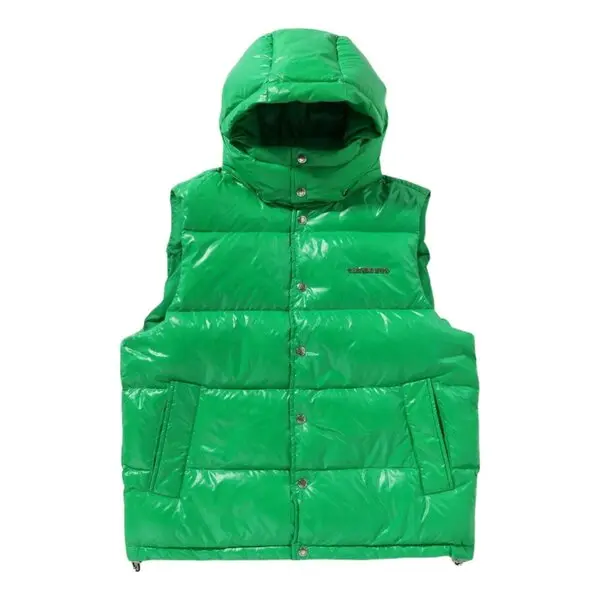 A BATHING APE Line Camo Debossed Nylon Down Vest - Green
