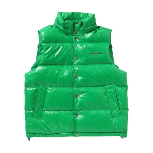 A BATHING APE Line Camo Debossed Nylon Down Vest - Green