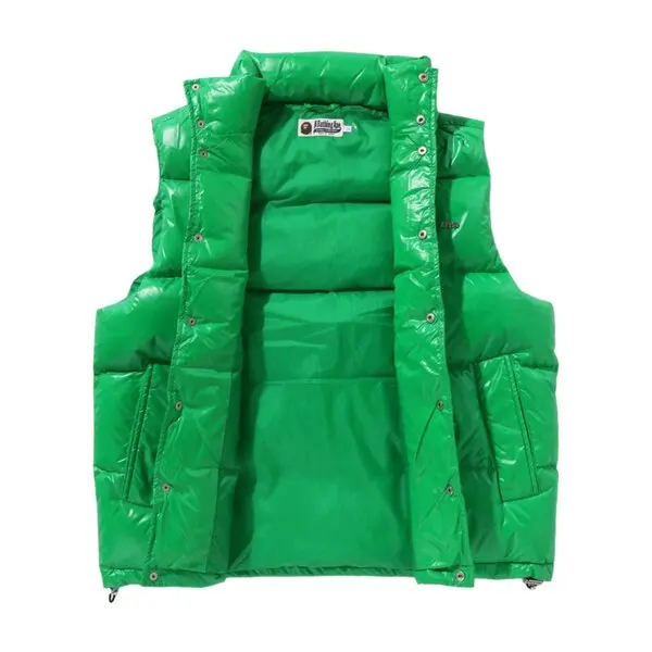 A BATHING APE Line Camo Debossed Nylon Down Vest - Green