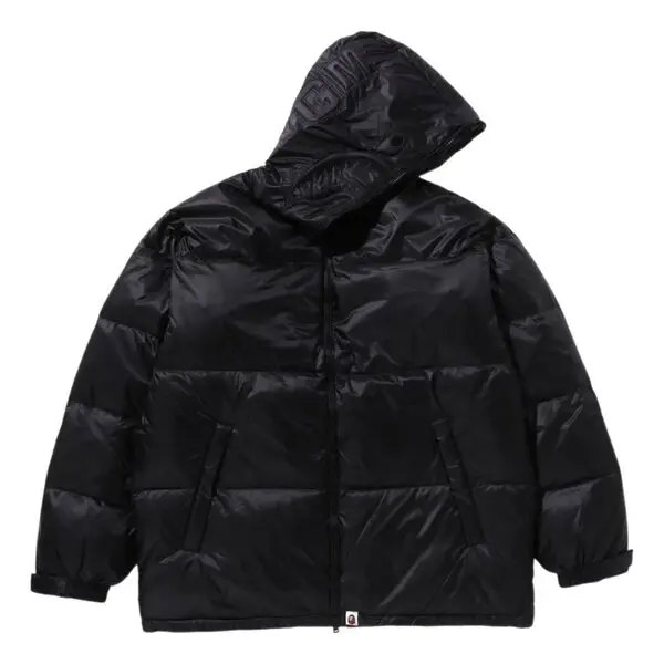 A BATHING APE Shark Hooded Down Jacket - Black