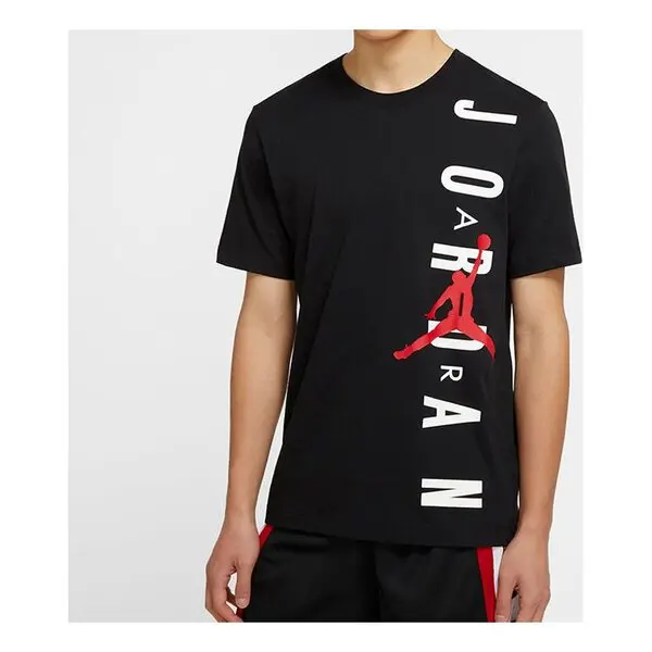 JORDAN Air Flying Logo Round Neck Short Sleeve - Black