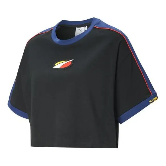PUMA X Rdet Multicolor Splicing Round Neck Short Sleeve T-shirt - Black