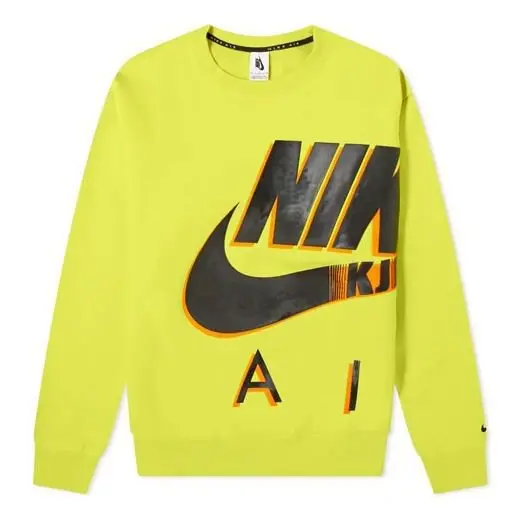 Nike X Kim Jones Crossover Logo Printing Fleece Round Neck Fluorescent Green - Multi-color