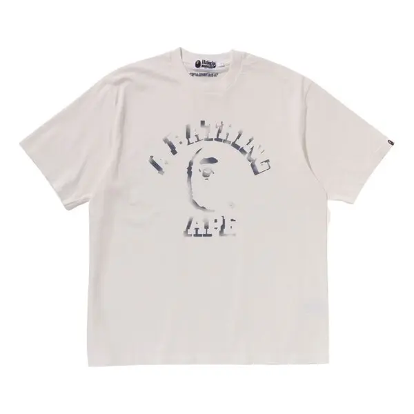 A BATHING APE Garment Dye Spray Print College Relaxed Fit T-shirt - Ivory