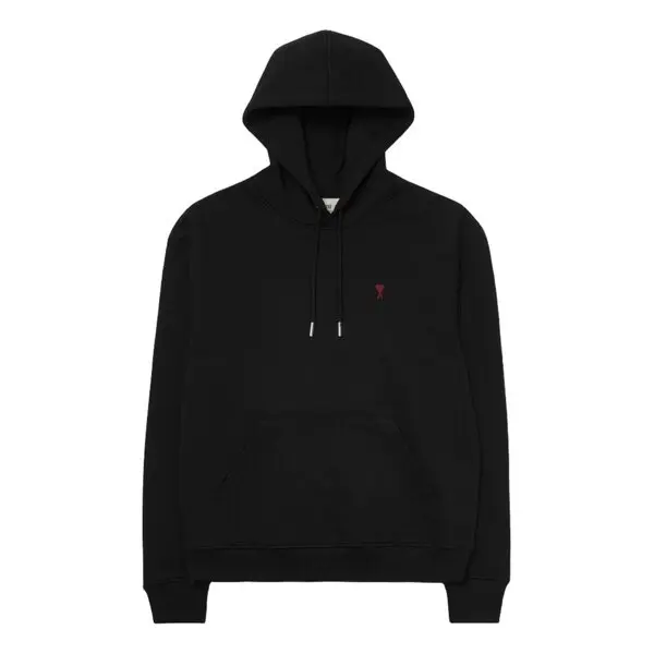 AMI Paris Small Heart Logo Loop Back Hoodie - Black