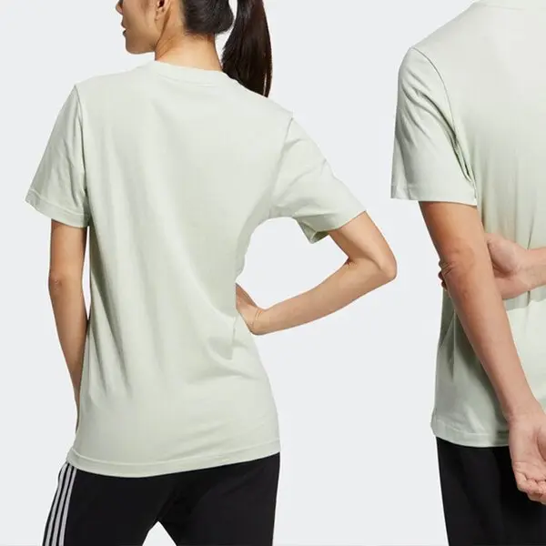 Adidas Logo Printing Round Neck Short Sleeve Green T-shirt