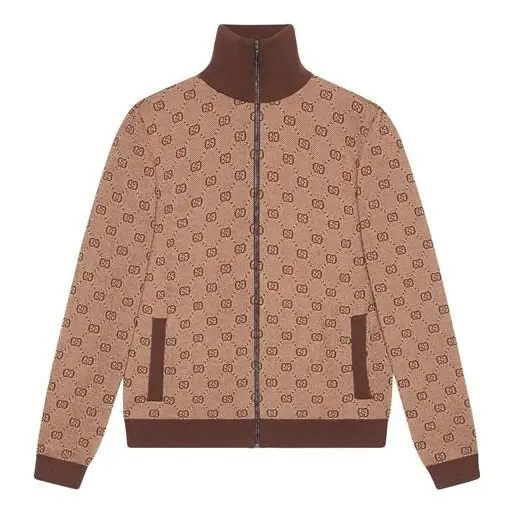 Gucci Jacquard Knit Pilot Jacket - Brown