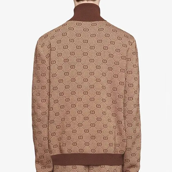 Gucci Jacquard Knit Pilot Jacket - Brown