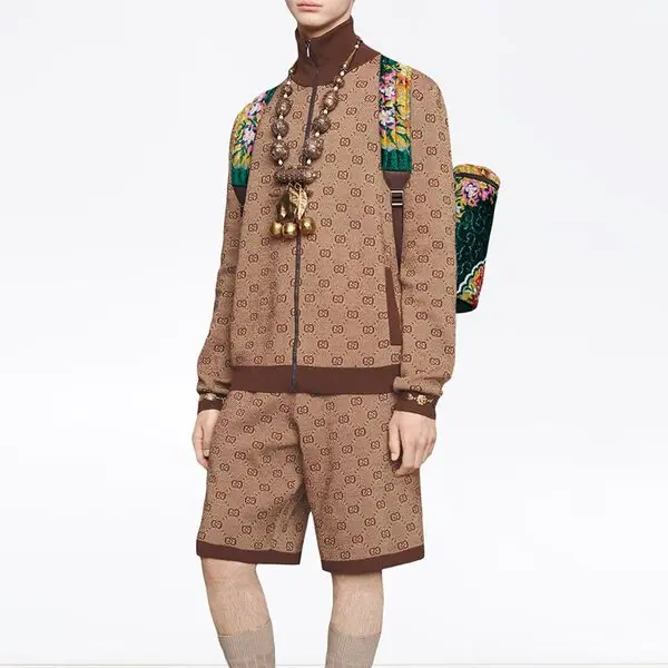 Gucci Jacquard Knit Pilot Jacket - Brown