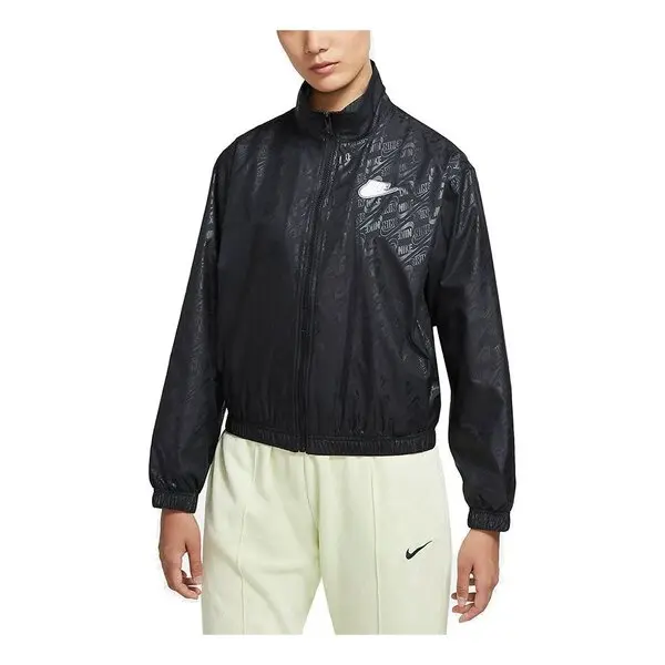Nike Full Print Logo Loose Sports Woven Jacket - Black