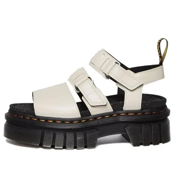 Dr. Martens Ricki Nappa Lux Leather 3-strap Platform Sandals - White/black
