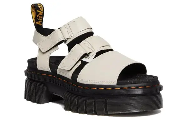 Dr. Martens Ricki Nappa Lux Leather 3-strap Platform Sandals - White/black