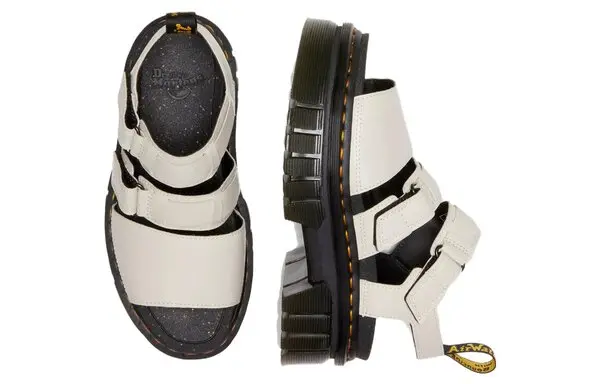 Dr. Martens Ricki Nappa Lux Leather 3-strap Platform Sandals - White/black