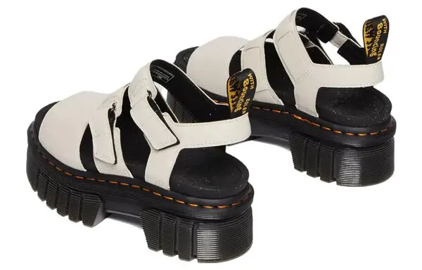 Dr. Martens Ricki Nappa Lux Leather 3-strap Platform Sandals - White/black