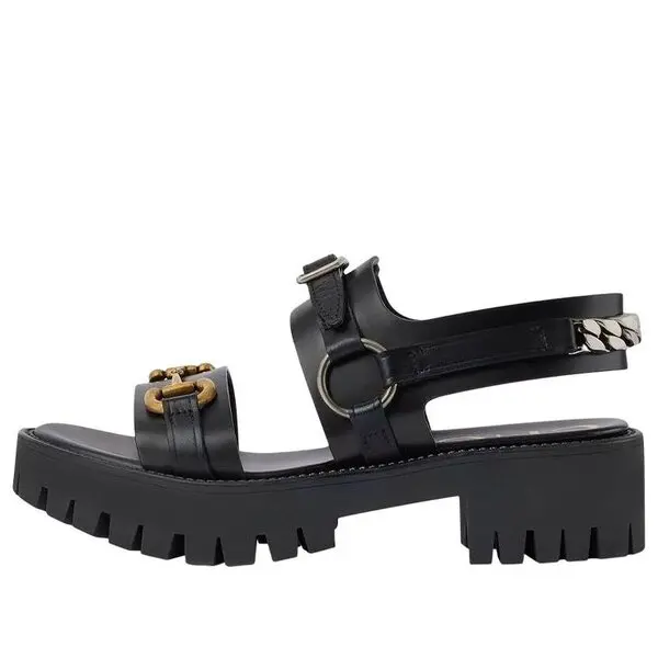 Gucci Leather Sandals With Horsebit Detailing - Black