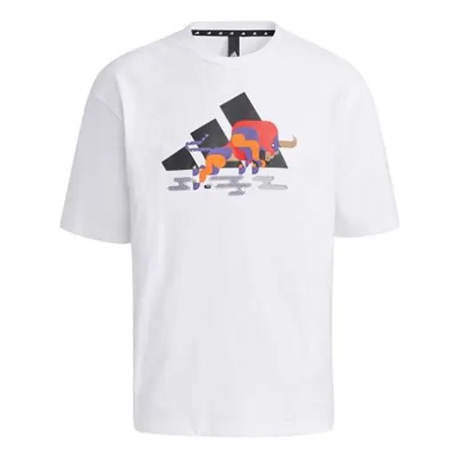 Adidas Cny Gfx T Subject Pattern Training Sports Short Sleeve - White