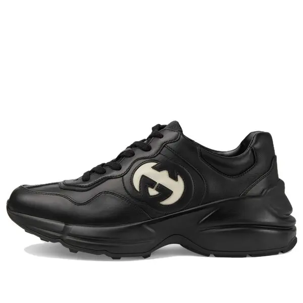 Gucci Rhyton Leather Sneakers - Black/white