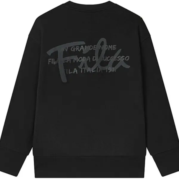 FILA Embroidered Logo Crew Neck Pullover - Black